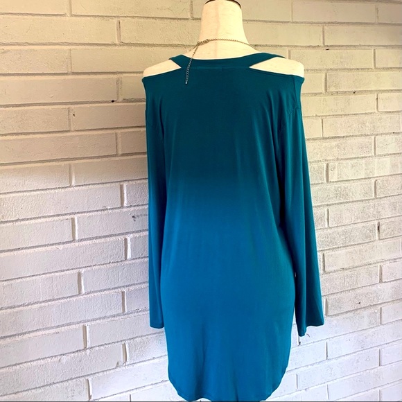 Tops | Teal Cold Shoulder Blouse | Poshmark